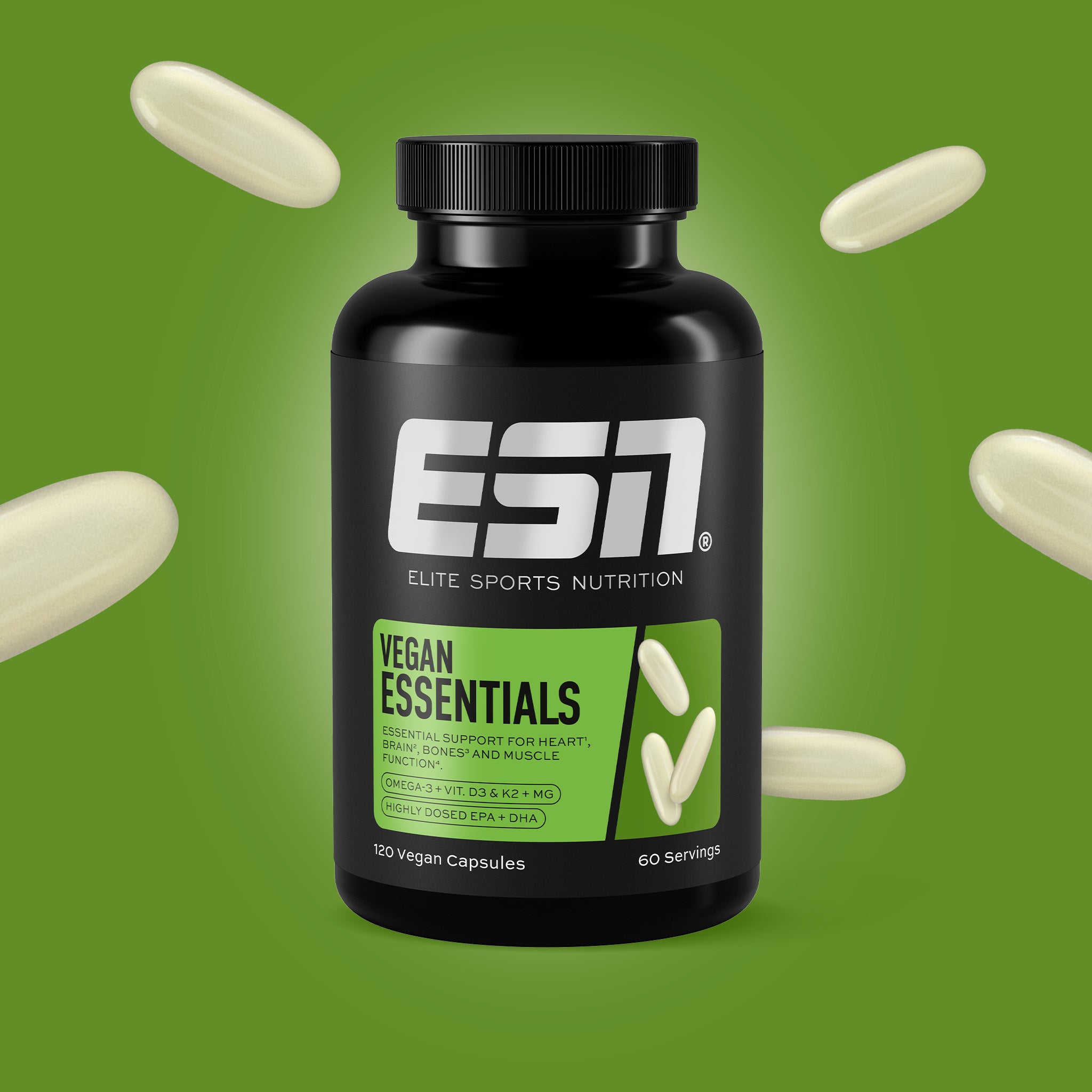 Vegan Essentials | Omega-3, Vitamin D3 + K2 | 120 Kapseln – ESN